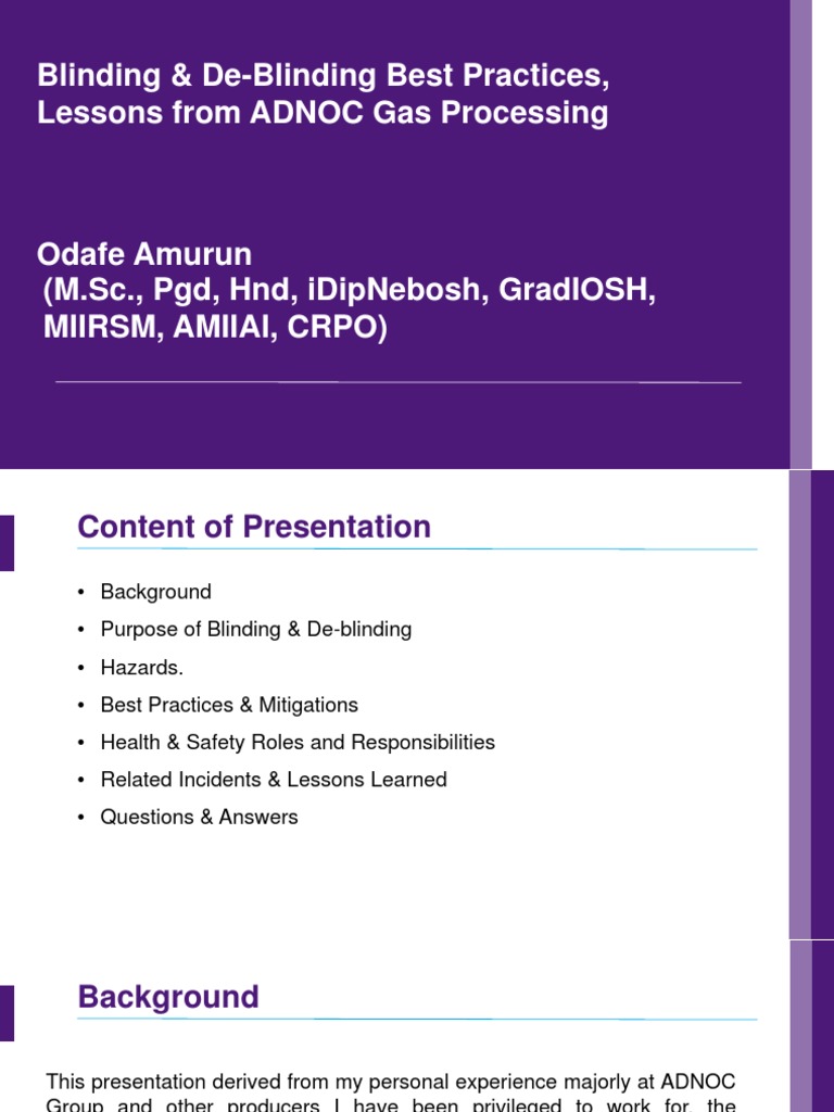 Blinding Deblinding Best Practices Lessons From of Adnoc Gas Processing ...