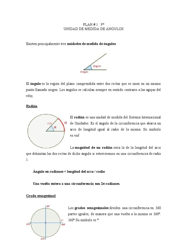 Unidades de Medida de Angulos 9 Grado 3 Trismestre | PDF | Cantidad ...