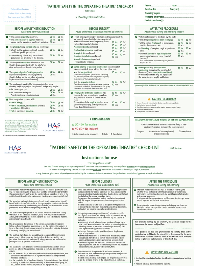 Check-List English Version | PDF | Surgery | Anesthesia
