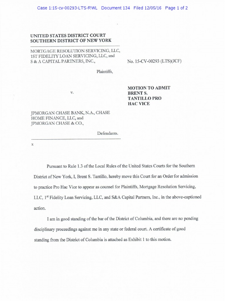 Motion for Pro Hac Vice Admission | PDF | United States District Court ...