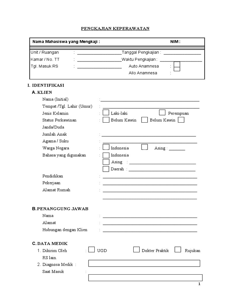 Form Pengkajian Kdp-1 | PDF