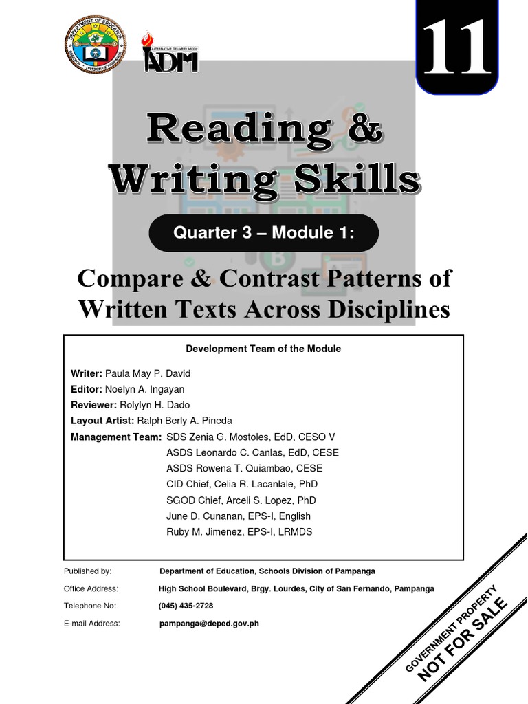 RWS Q3 Module 1 Week 1 Compare and Contrast Patterns of Development | PDF | Learning | Communication