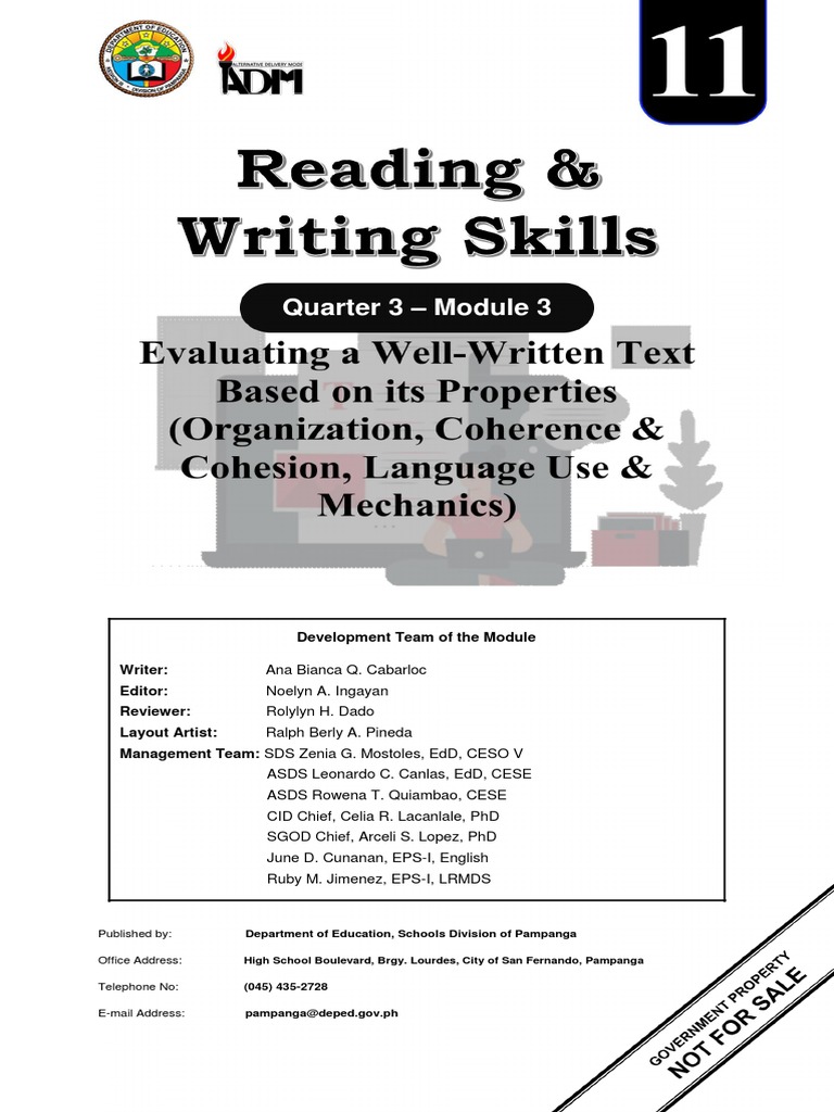 RWS Q3 Module 3 Week 3 Properties of A Well Written Text 2.1 | PDF ...