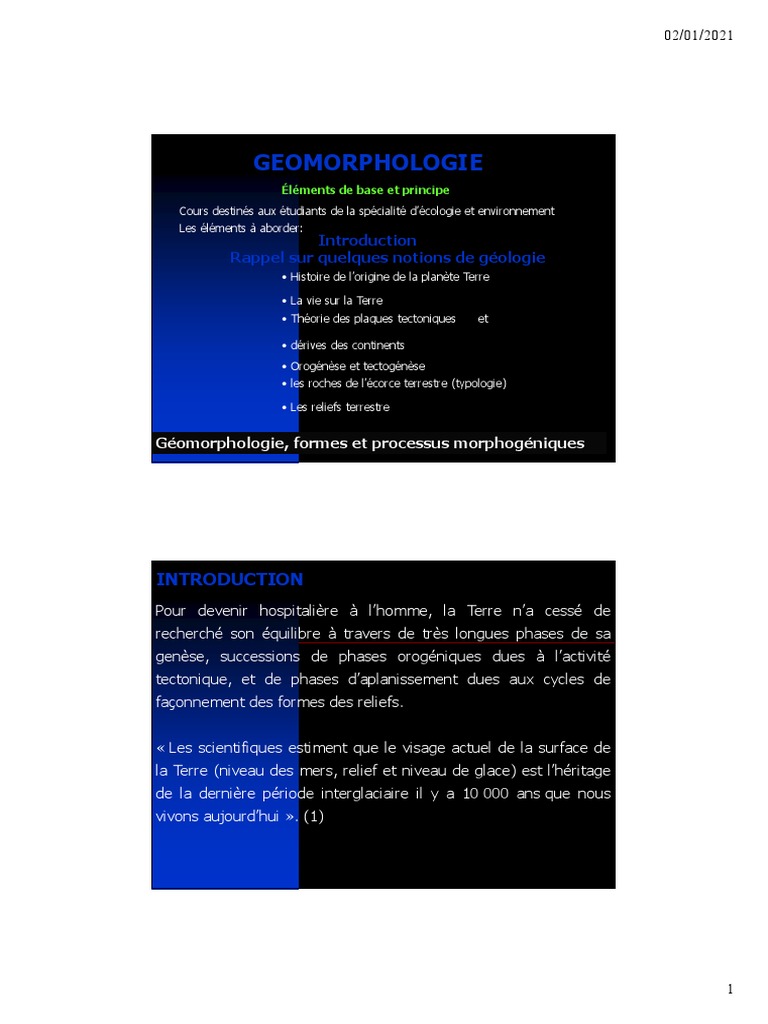 Cours Géomorpho Compatibility Mode | PDF | Géomorphologie | Météorisation (géologie)