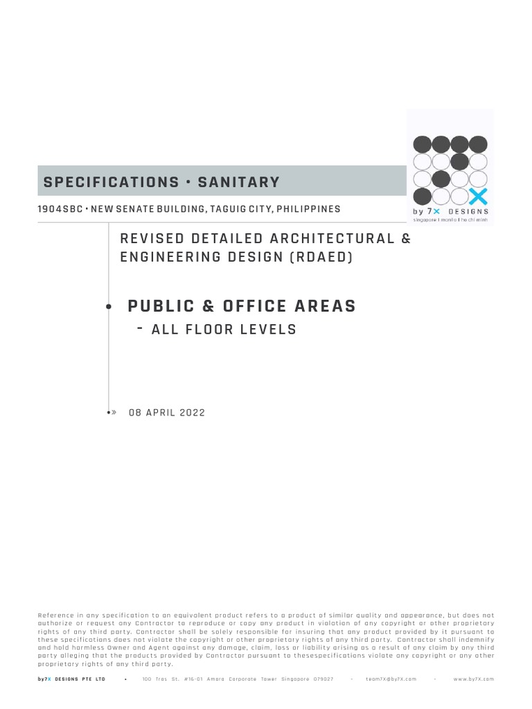 1904SBM - RCD - PUB - Sanitary Ware - Fitting Specifications | PDF | Toilet | Public Toilet