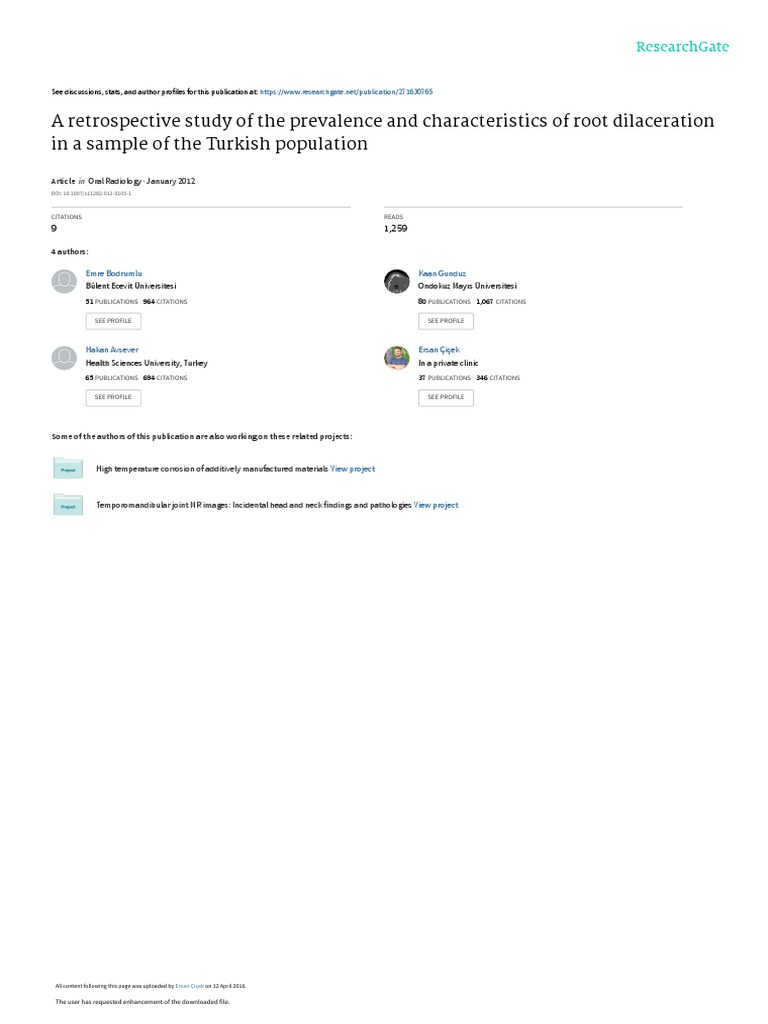 A Retrospective Study of The Prevalence and Characteristics of Root Dilaceration in A Sample of ...