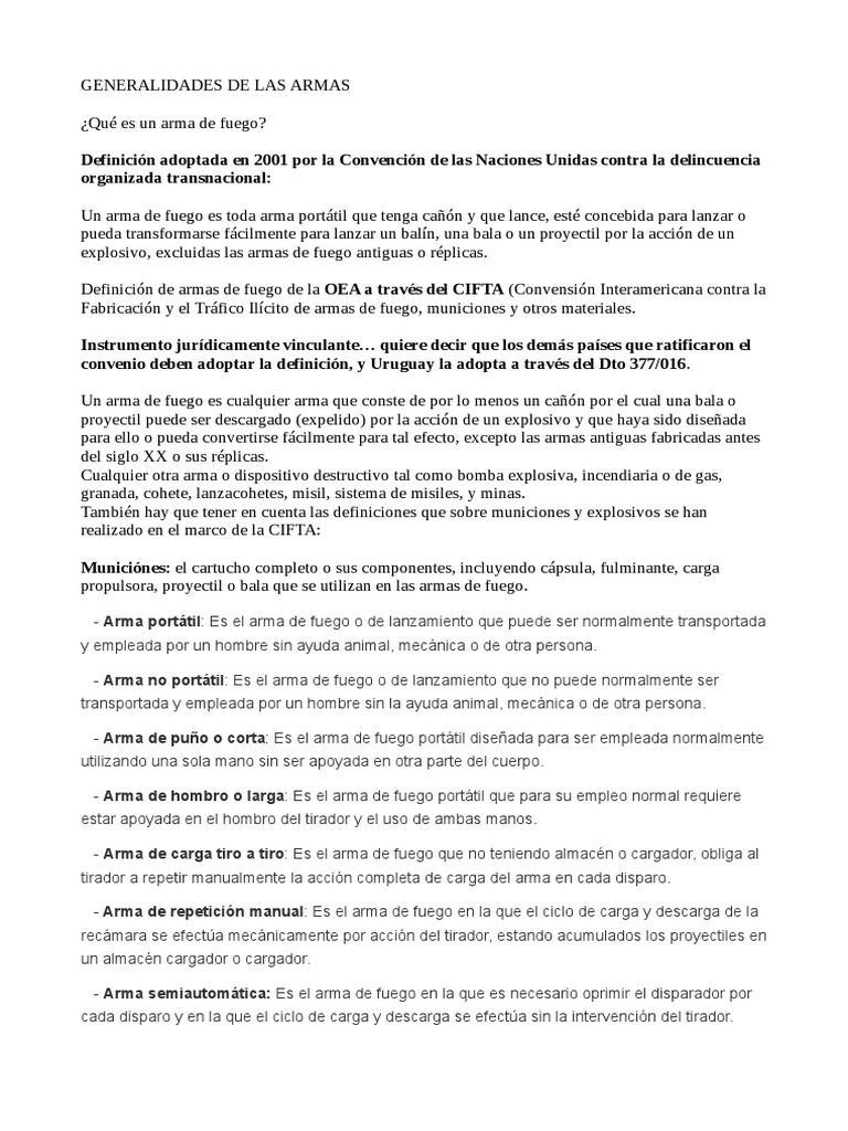 Generalidades de Las Armas | PDF | Armas de fuego | Cartucho (armas de ...