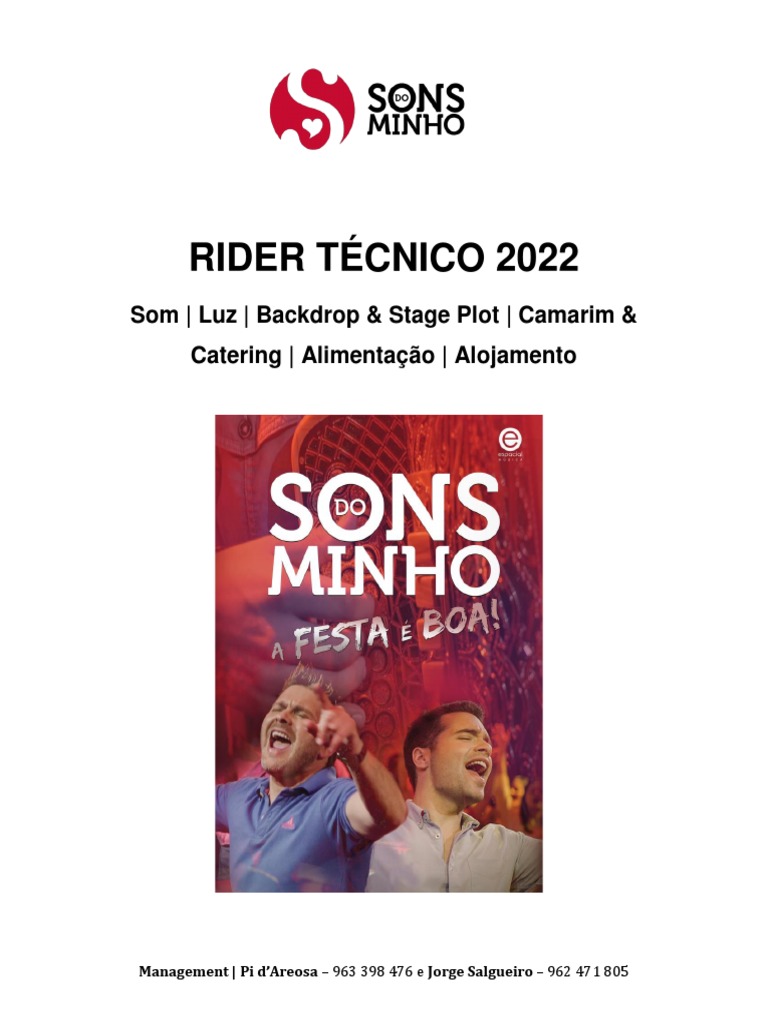 Rider Técnico 2022: Requisitos de Som, Luz, Palco e Camarim para ...