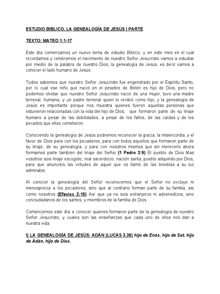 Estudio Biblico La Genealogia de Jesus I Parte | PDF | Pecado | Jesús