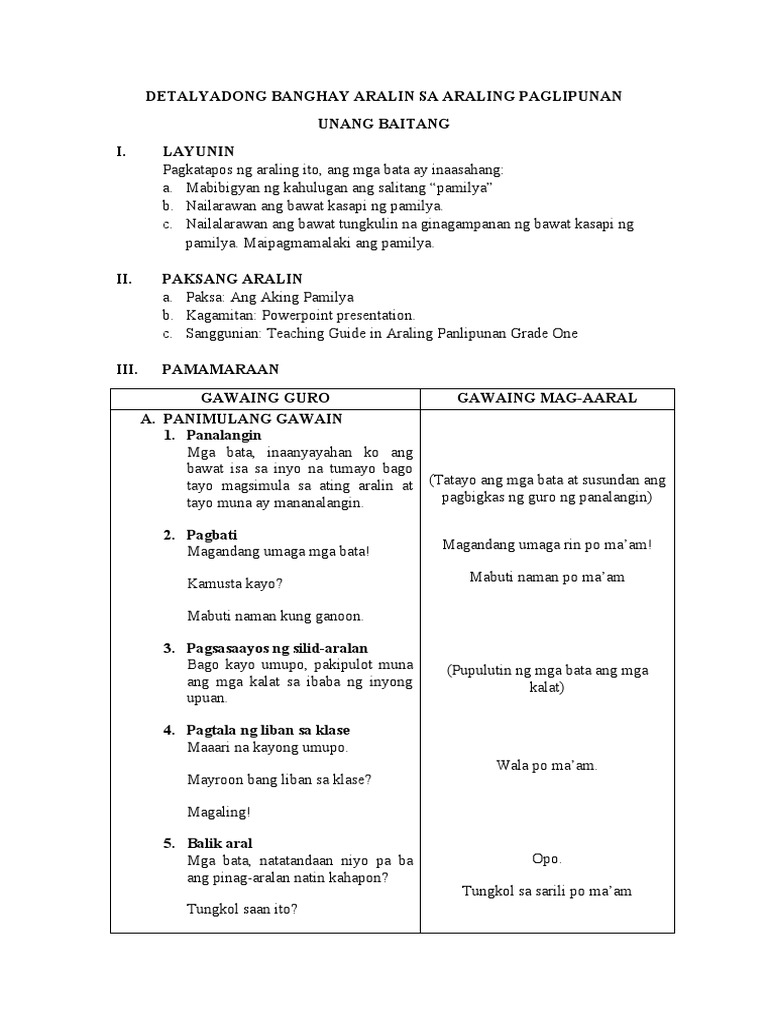 GRADE 1 Lesson Plan | PDF