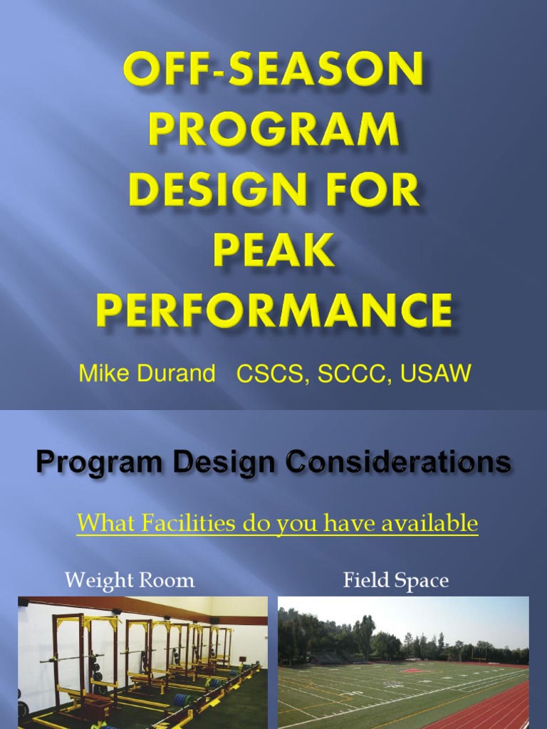 Mike Durand-WIAA Off-Season Program Design For Peak Performance | PDF ...