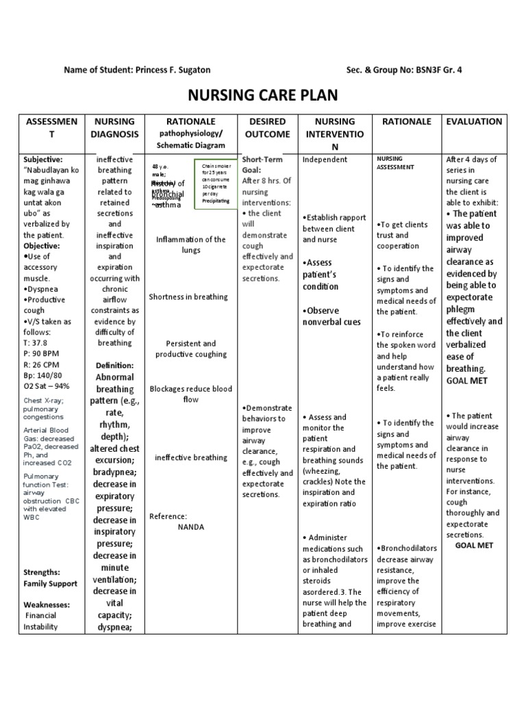 Nursing Care Plan for a 48-Year-Old Male with Bronchial Asthma ...