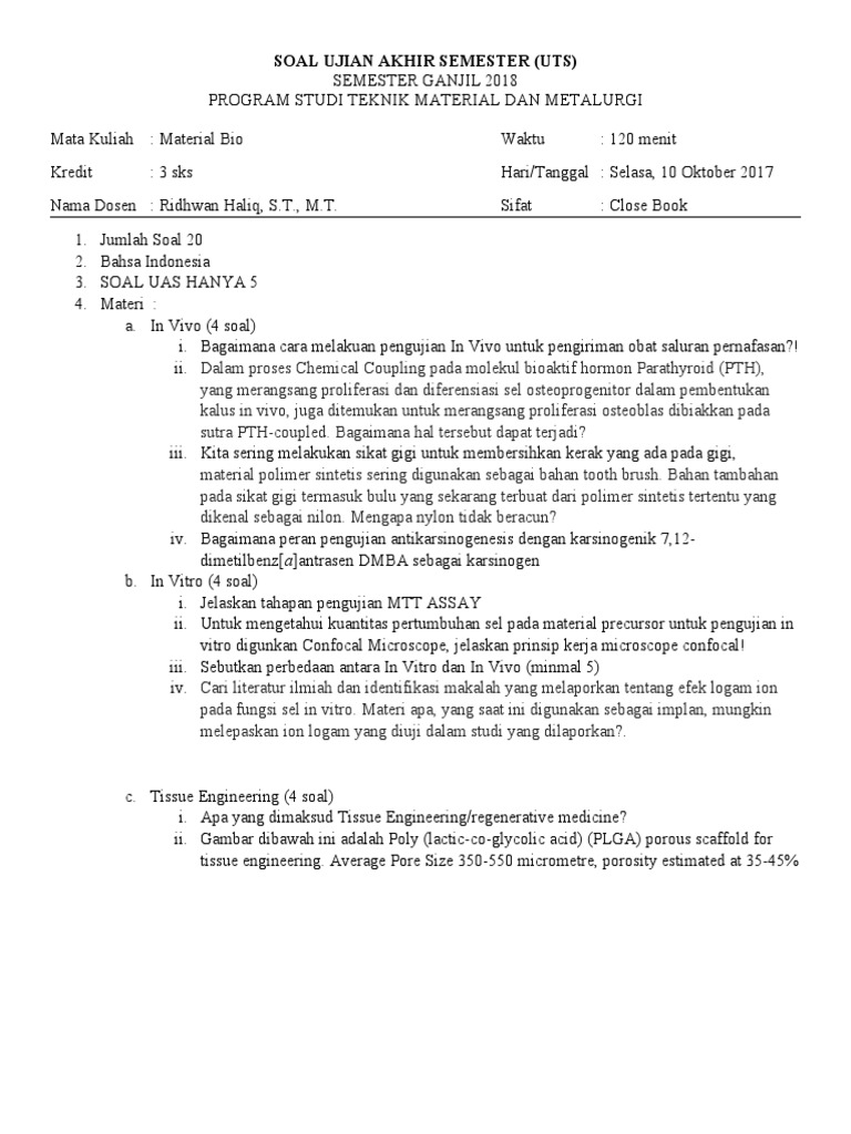 UAS 2018 Material Bio | PDF