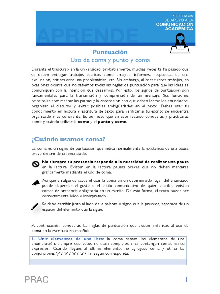 Uso de coma y punto y coma en escritura | PDF | Coma | Puntuación