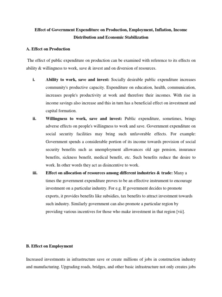 Effect Of Government Expenditure On Production Employment Inflation