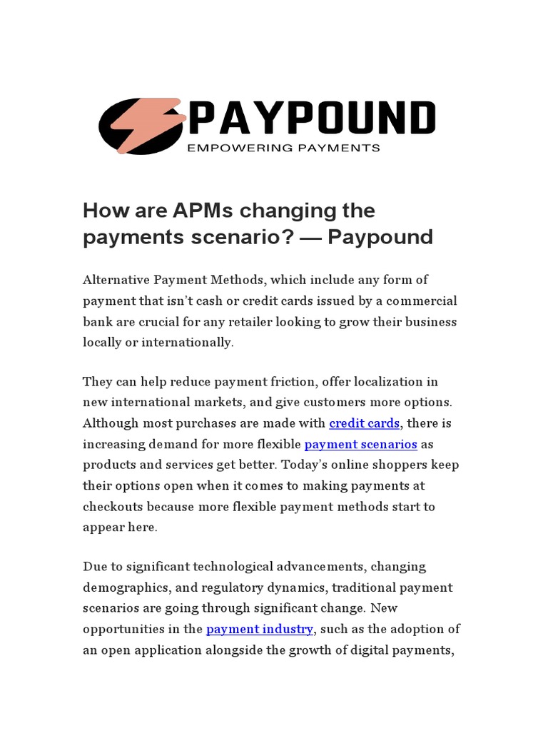 How Are APMs Changing The Payments Scenario? - Paypound | PDF ...