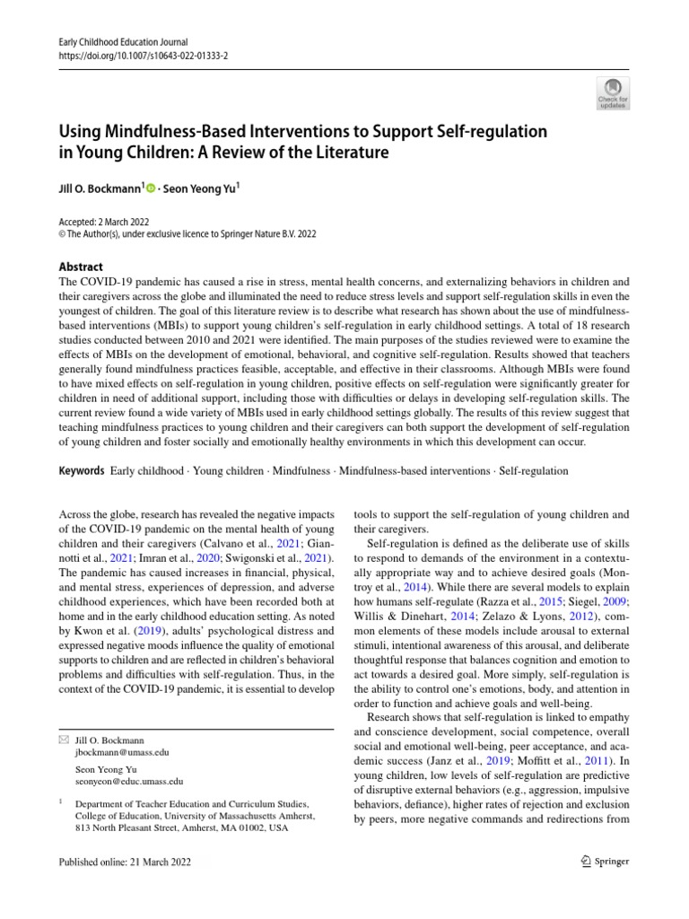 Using Mindfulness Based Interventions To Support Self Regulation | PDF ...