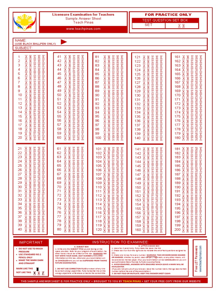 A Guide to Completing the Licensure Examination for Teachers Sample ...