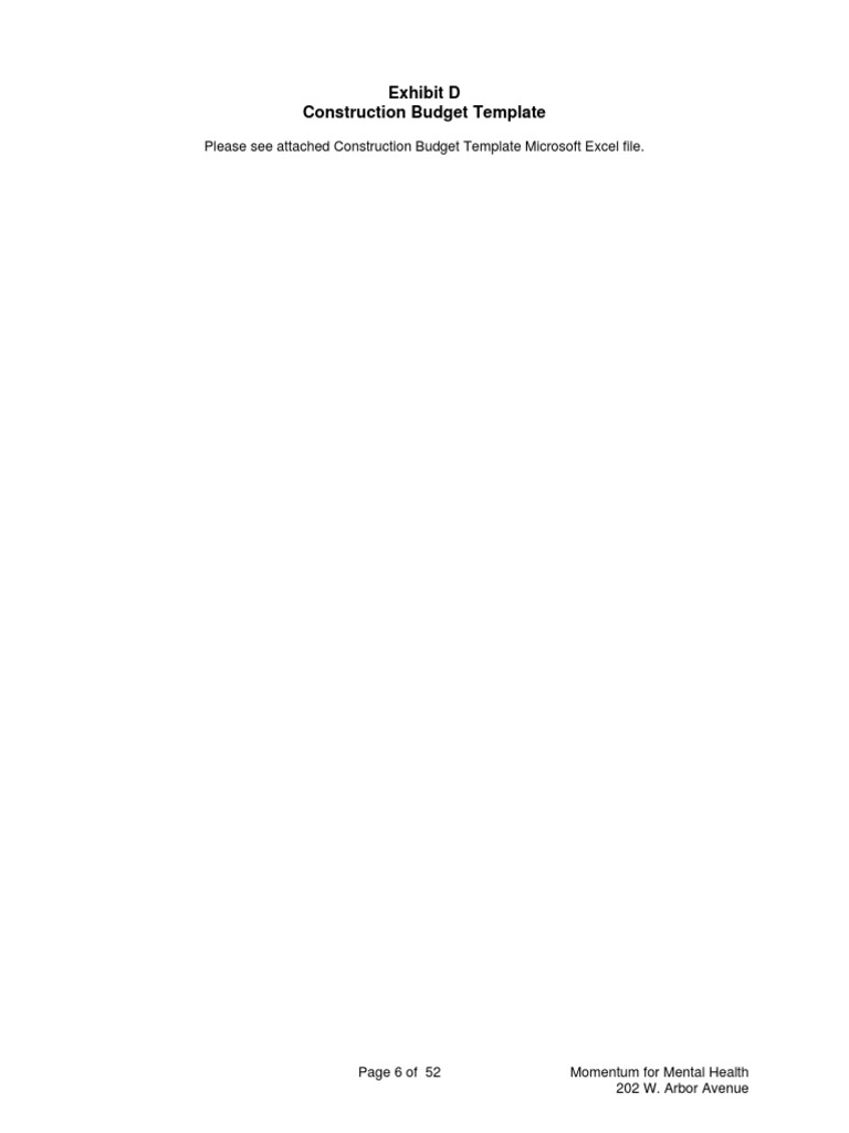 Exhibit D Construction Budget Template | Download Free PDF | Door ...