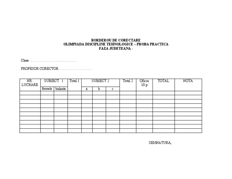 Borderou Corectare | PDF