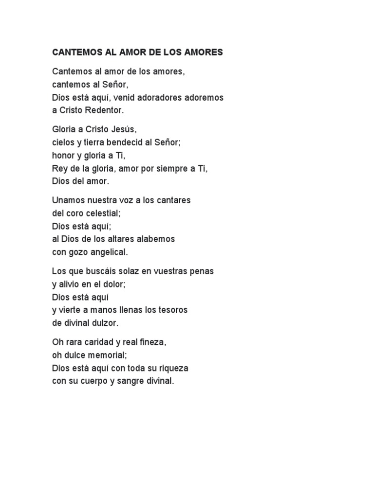 Letras de "Cantemos al Amor" y "No Temere" | PDF | Arte