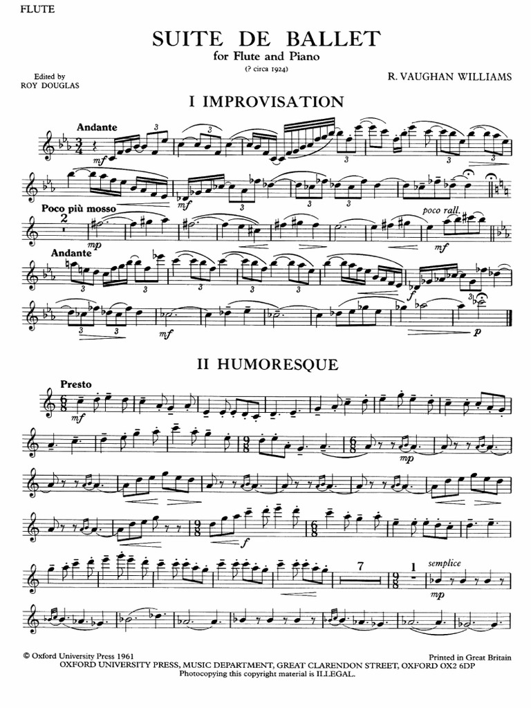 Ralph Vaughan Williams - Suite de Ballet, Flute Part | PDF