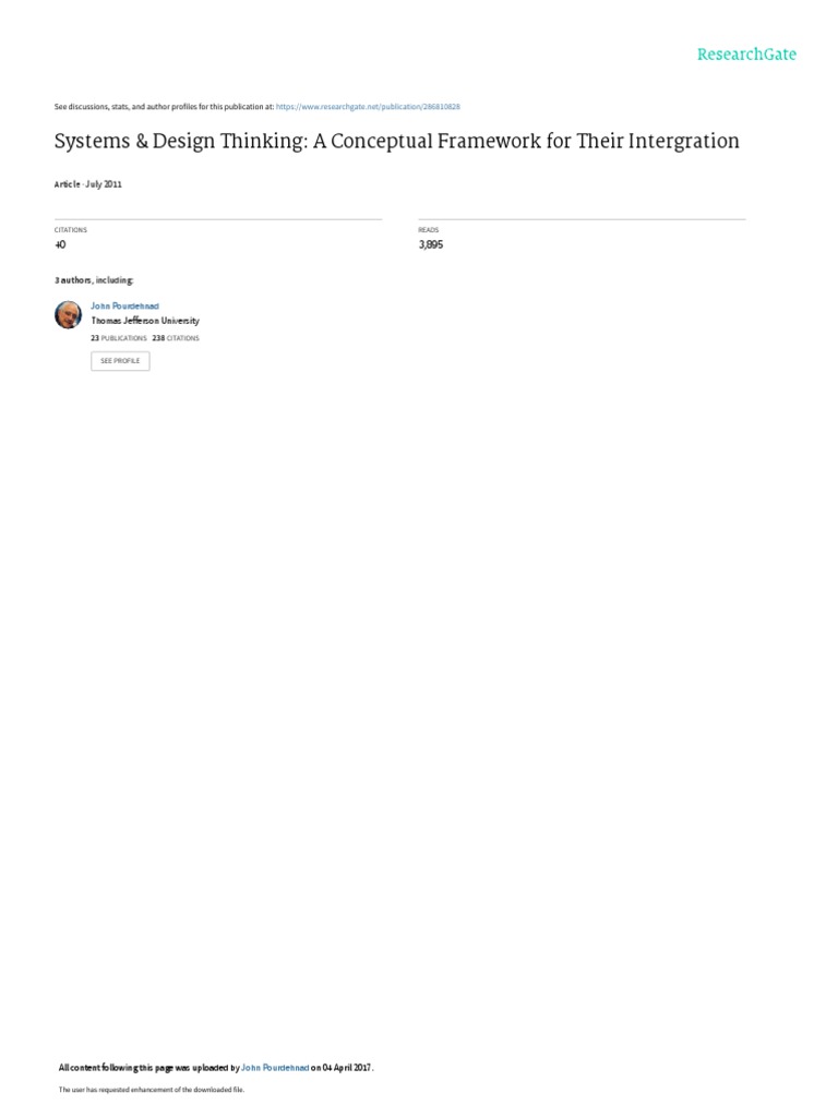 Systems Design Thinking A Conceptual Framework For | PDF | Thought | Design