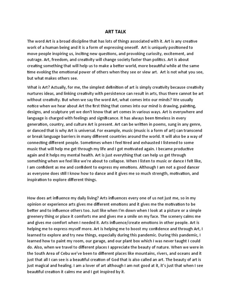 Art Talk 1 | PDF | Creativity | Mind