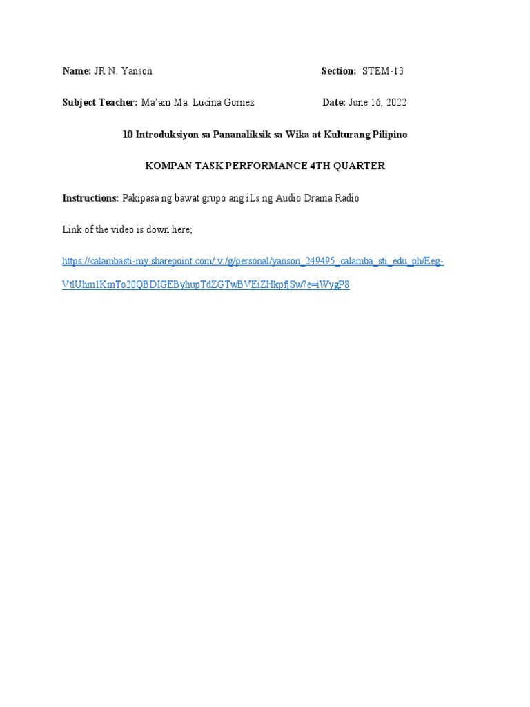 Kompan Ils Performance Task | PDF