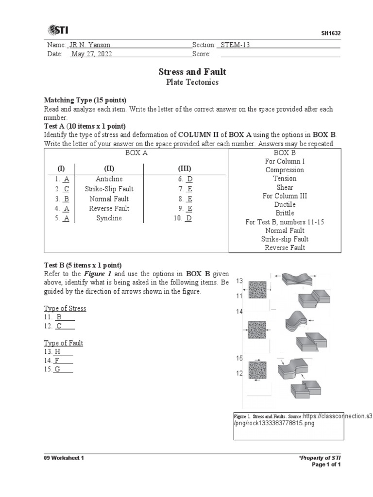 09 Worksheet 1 | PDF | Fault (Geology) | Classical Mechanics