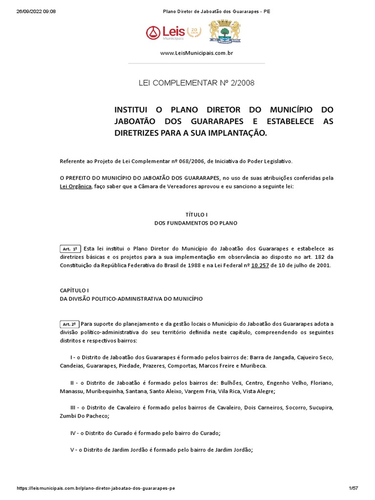 Plano Diretor de Jaboatão dos Guararapes | PDF | Desperdício ...