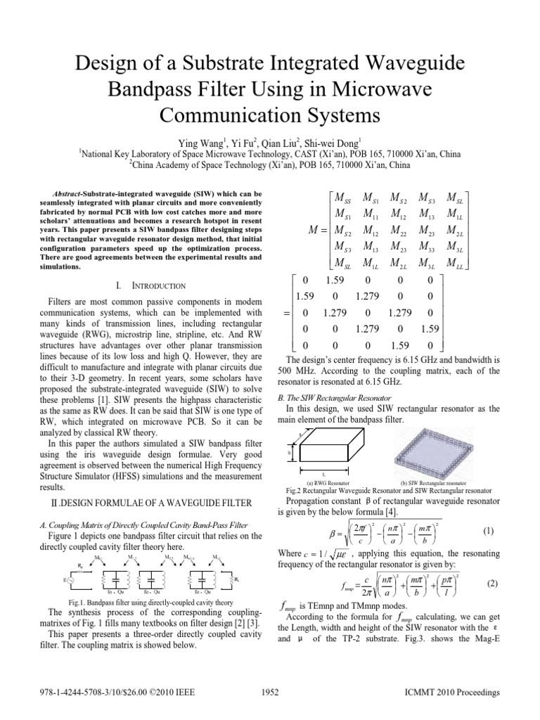 Design of A Substrate Integrated Waveguide | Download Free PDF ...