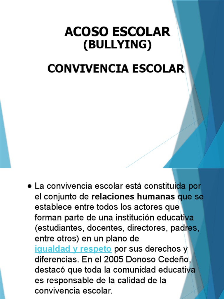 ACOSO ESCOLAR. Power Point Charla . | PDF | Abuso infantil | Comportamiento