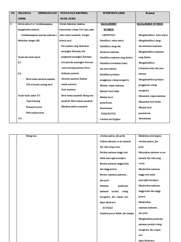 SAK Defisit Nutrisi | PDF