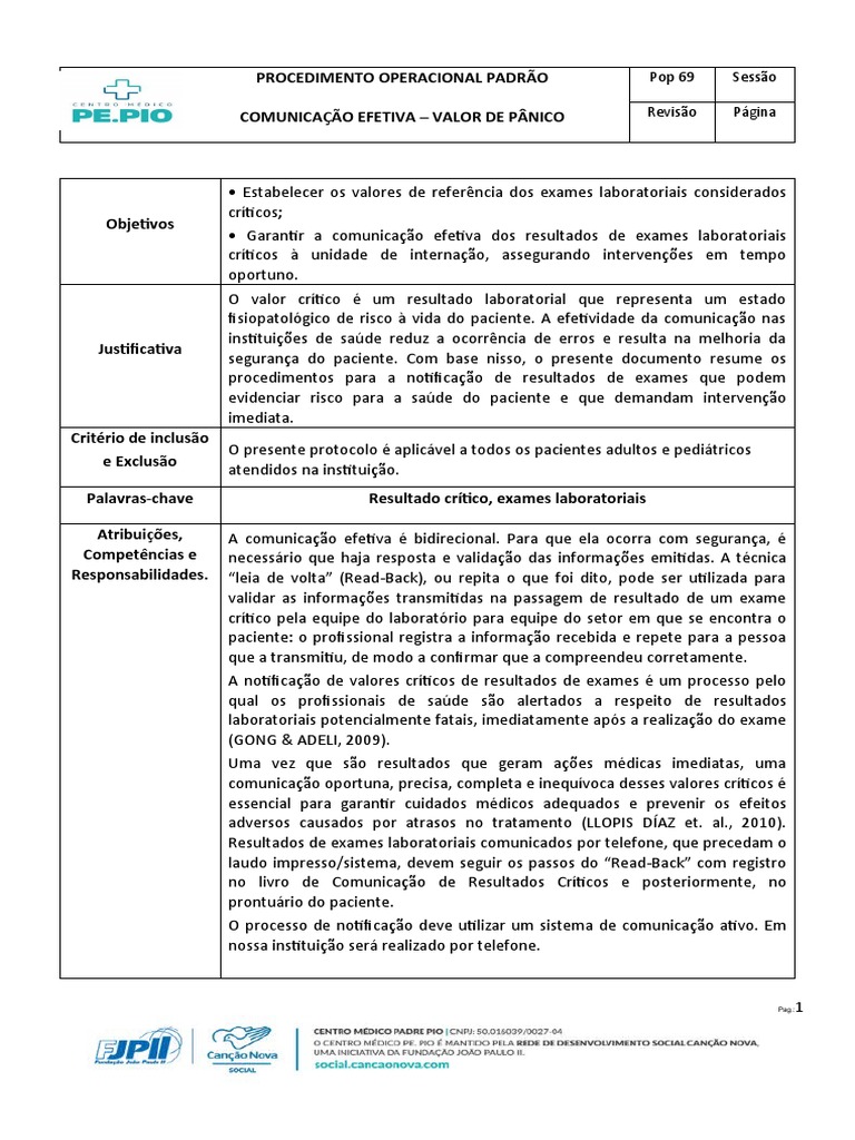 POP 69 - VALOR DE PÂNICO - Resultado Crítico | PDF | Comunicação ...