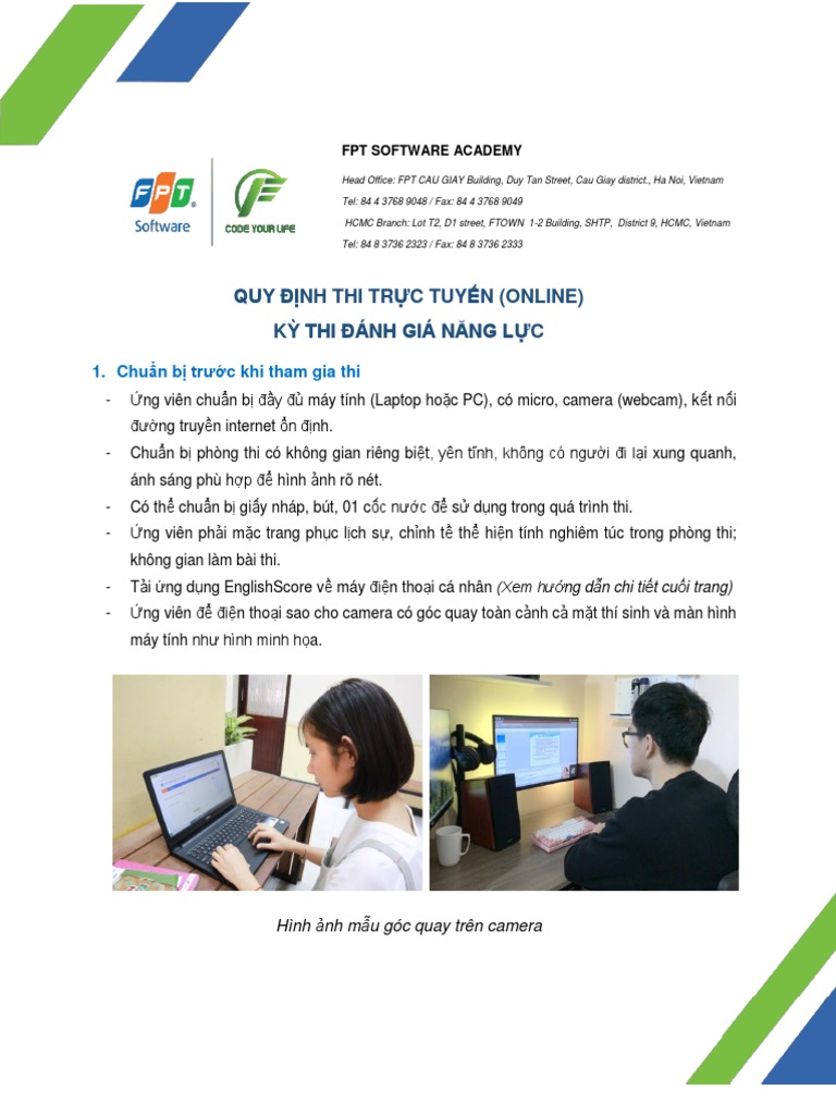 Quy định thi trực tuyến FSOFT PDF | PDF