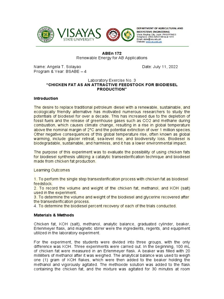 ABEn 172-Solayao-LabExer-3 | PDF