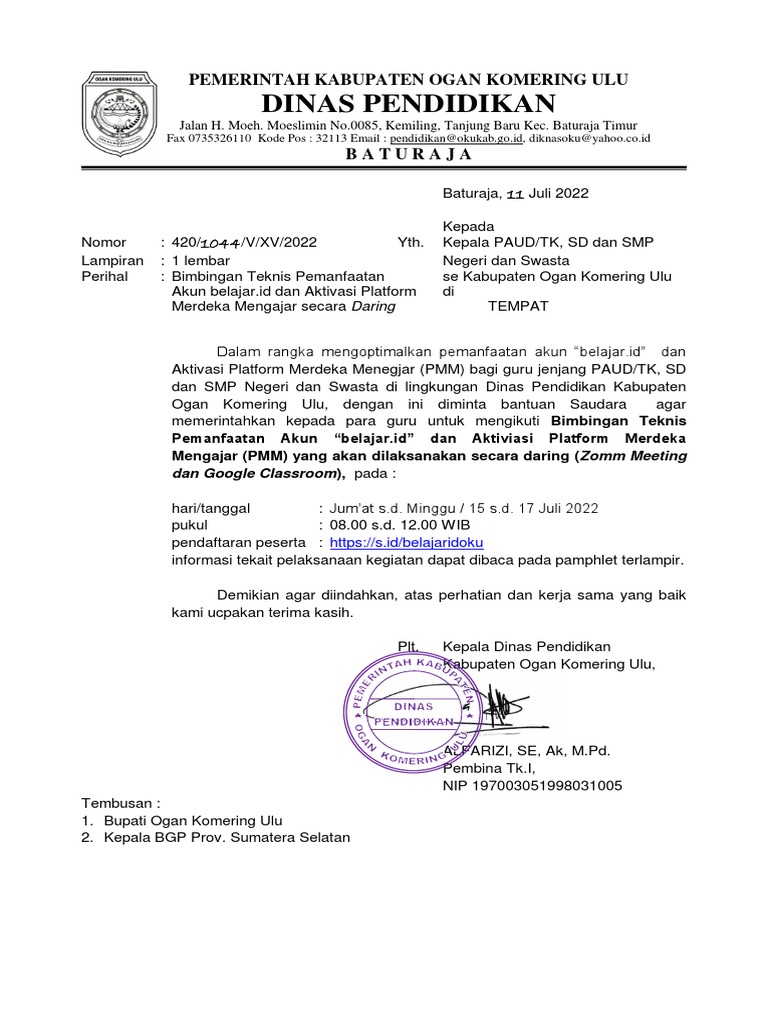 Bimtek Pemanfaatan Akun Belajar - Id Dan PMM 2022 | PDF