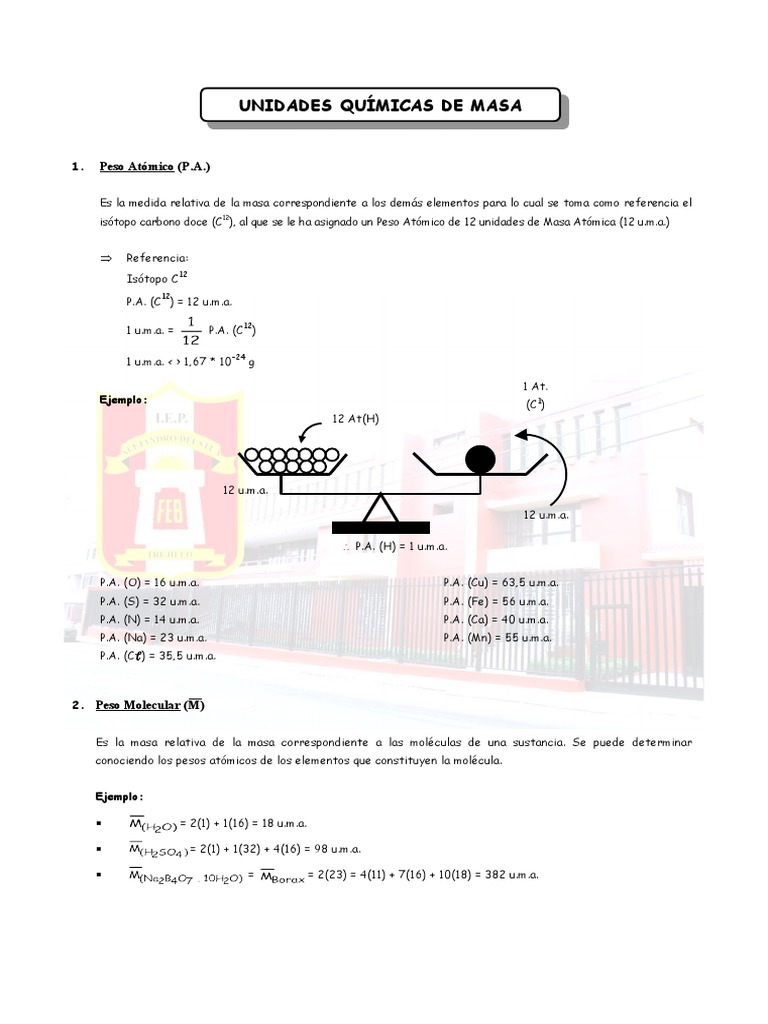 Unidades Químicas de Masa - QUIMICA | PDF | Mole (Unidad) | Masa