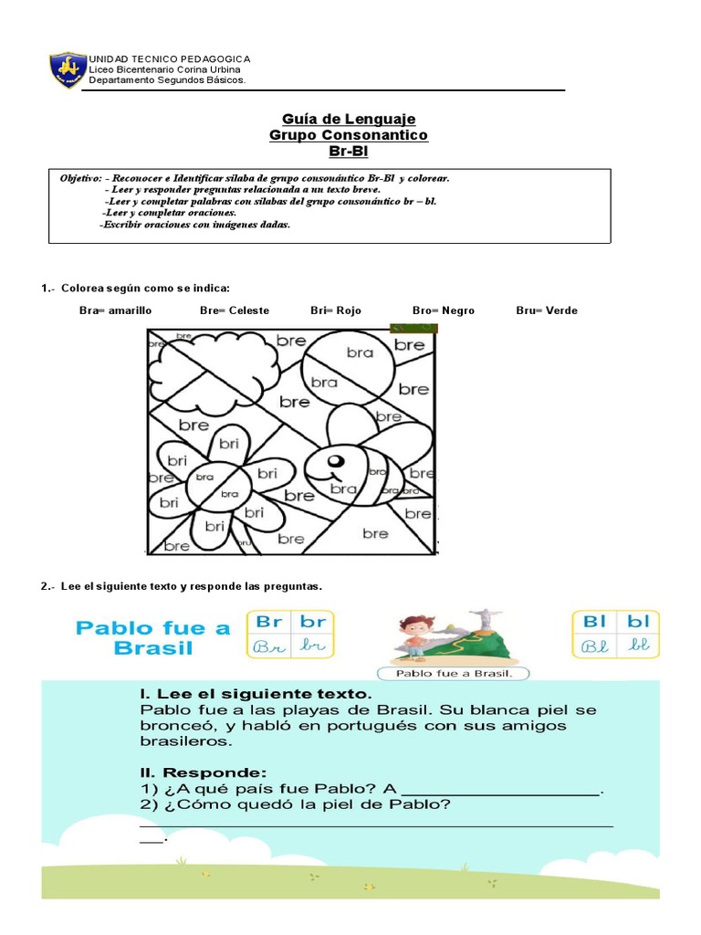 Guía Grupo Consonantico (Br. BL) | PDF