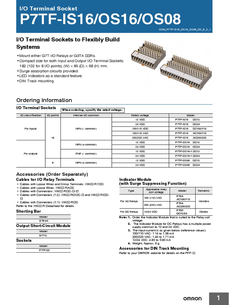 P7tf-Is16 Os16 Os08 I o Relay Terminals Datasheet | PDF | Relay ...