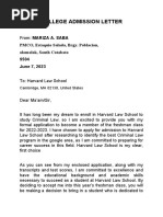 Harvard Acceptance Letter Copy 3 | PDF
