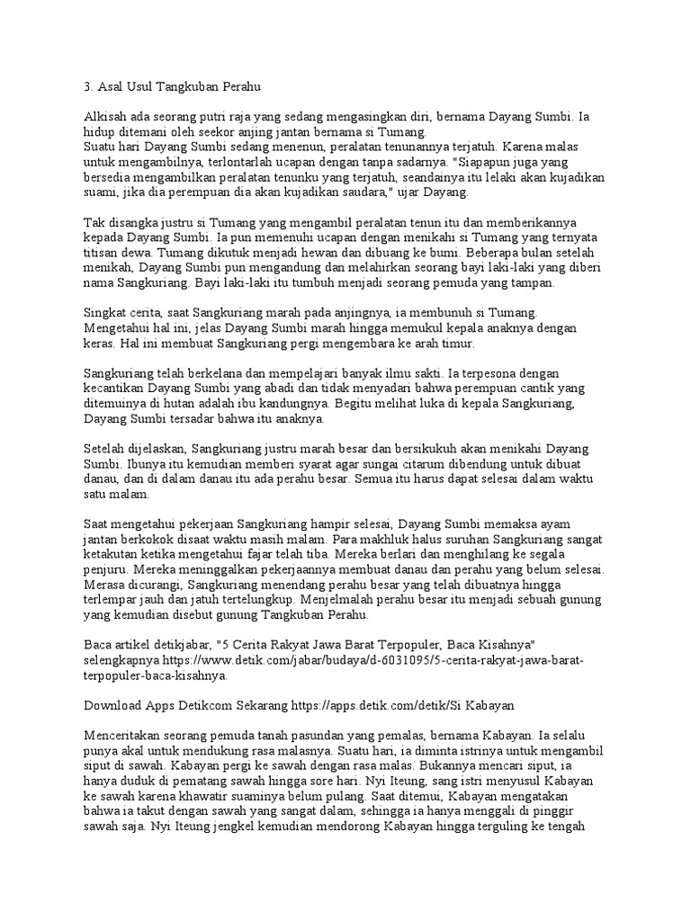 Asal Usul Tangkuban Perahu | PDF