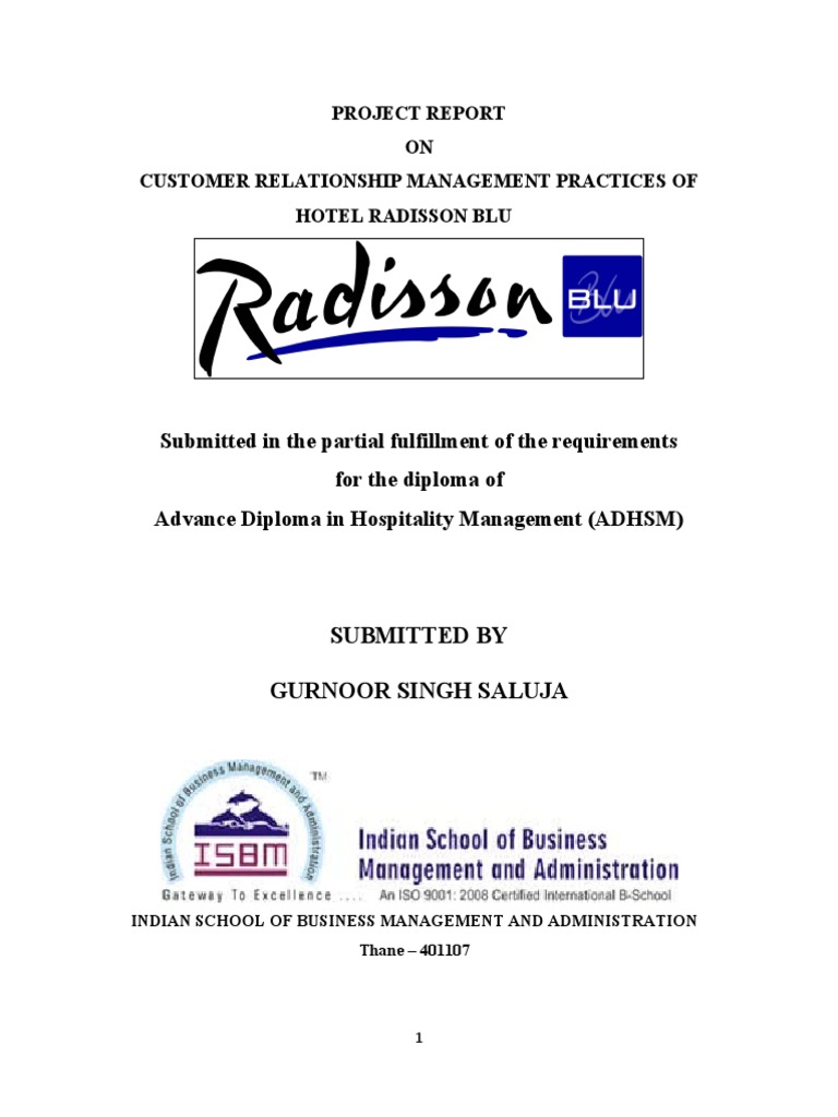 Customer Relationship Management in Hotel Radisson Blu | PDF | Customer Relationship Management ...