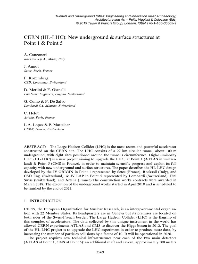 CERN (HL-LHC) : New Underground & Surface Structures at Point 1 & Point ...