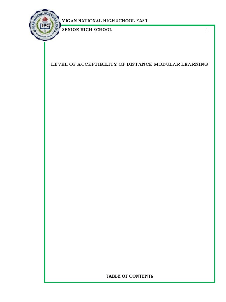 Level of Acceptibility of Distance Modular Learning | PDF | Distance ...