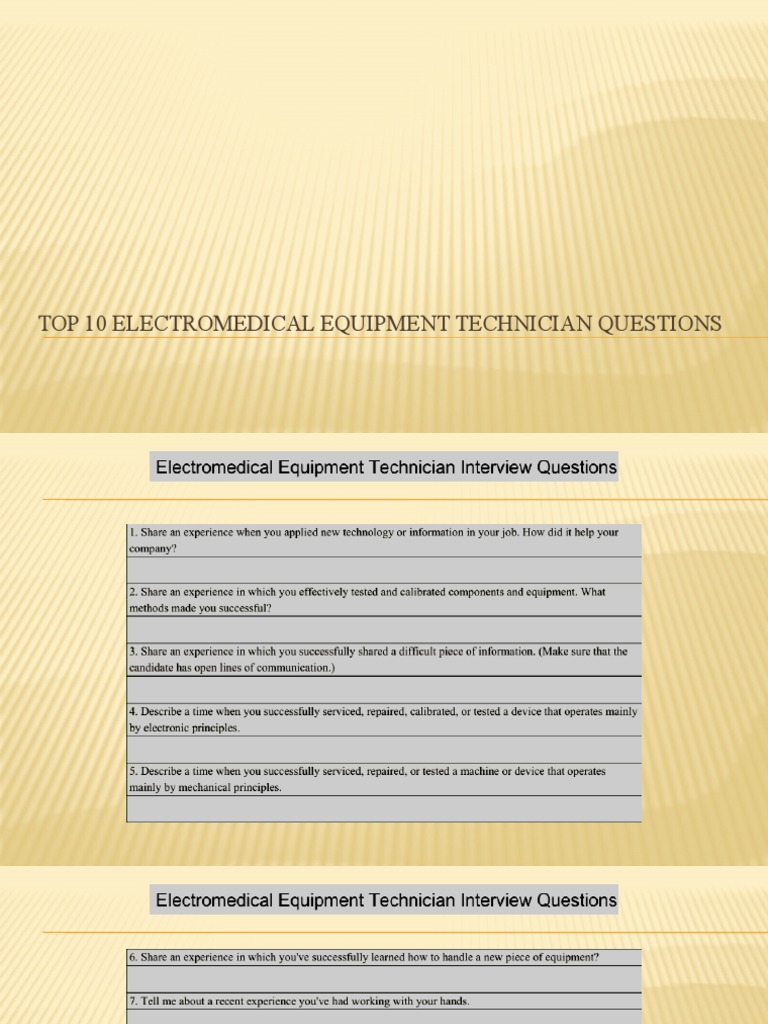 10 Most Common Electromedical Engineering Interview Question (1st) | PDF