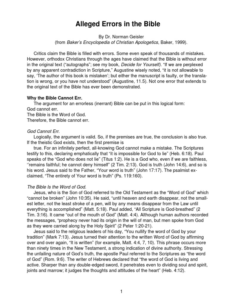 Defending Biblical Inerrancy | PDF | Biblical Inerrancy | Jesus