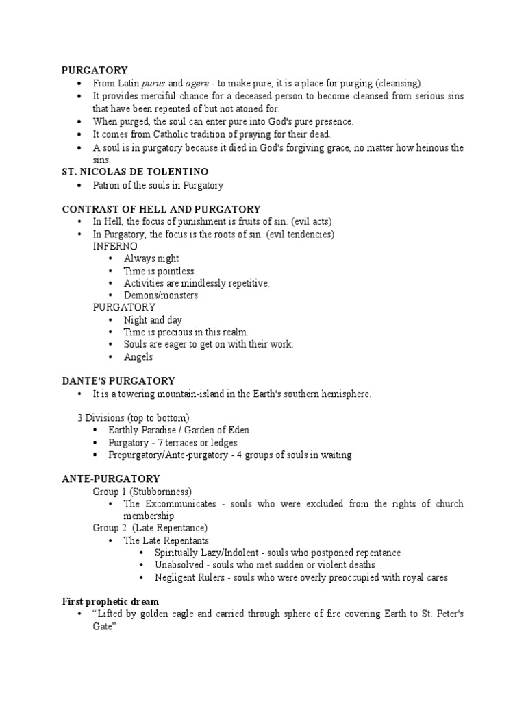 Purgatorio (Lecture Notes) | PDF | Seven Deadly Sins | Religious Belief ...