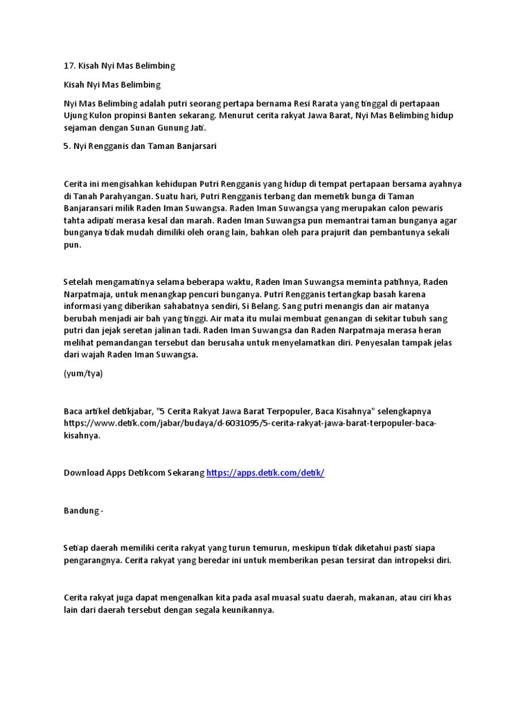 Kisah Nyi Mas Belimbing | PDF